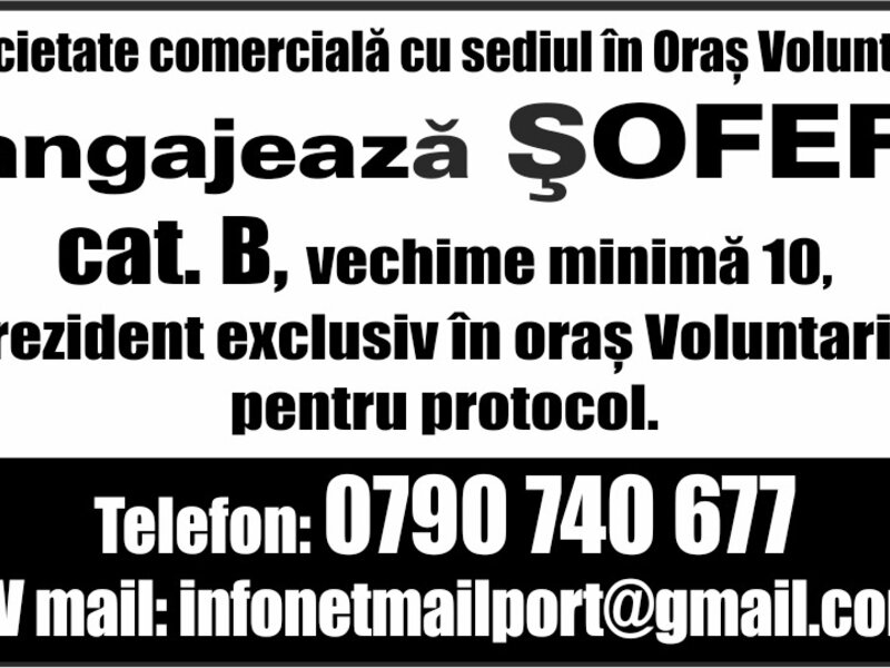 Angajare Sofer distributie Societatea A&B Activ Distribution - anuntul.ro