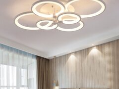 Lustra LED 160W Smart Rings 6 Alb - anuntul.ro